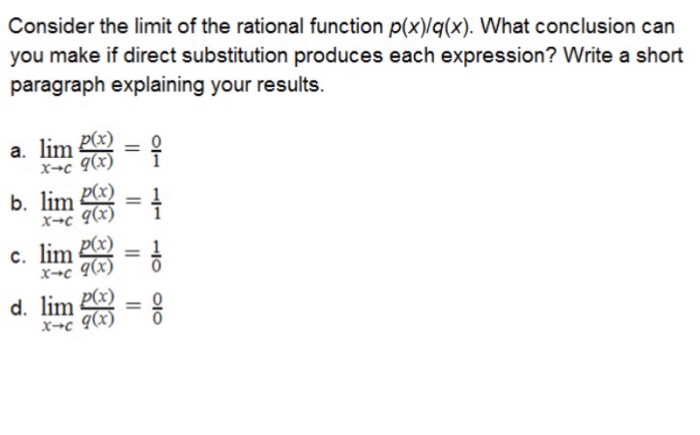 Solved Consider the limit of the rational function | Chegg.com
