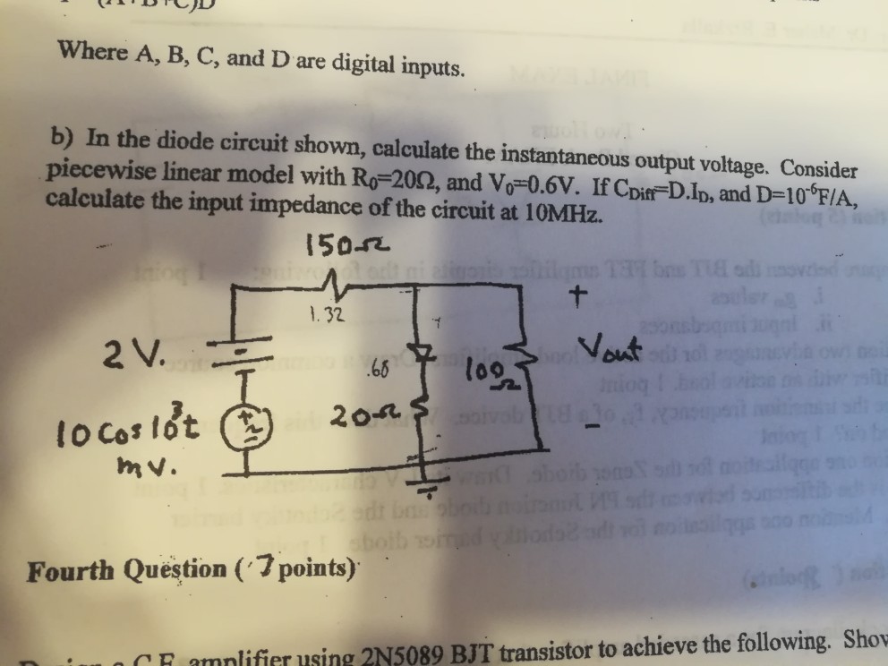 Solved Where A, B, C, and D are digital inputs. b) In the | Chegg.com