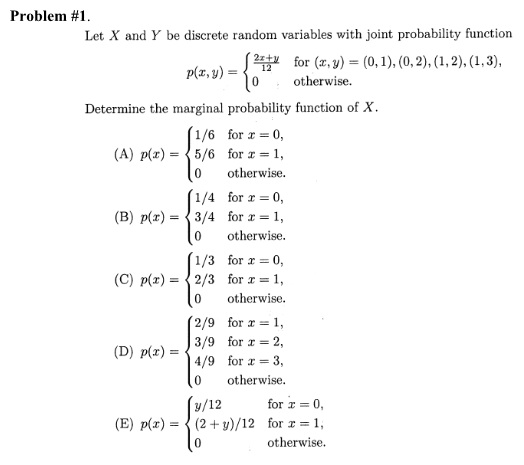 Solved Let X and Y be discrete random variables with joint | Chegg.com Solved Let X and Y be discrete random variables with joint | Chegg.com