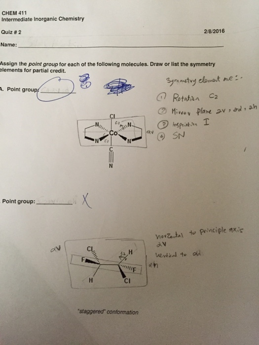 Solved Assign the point group for each of the following | Chegg.com