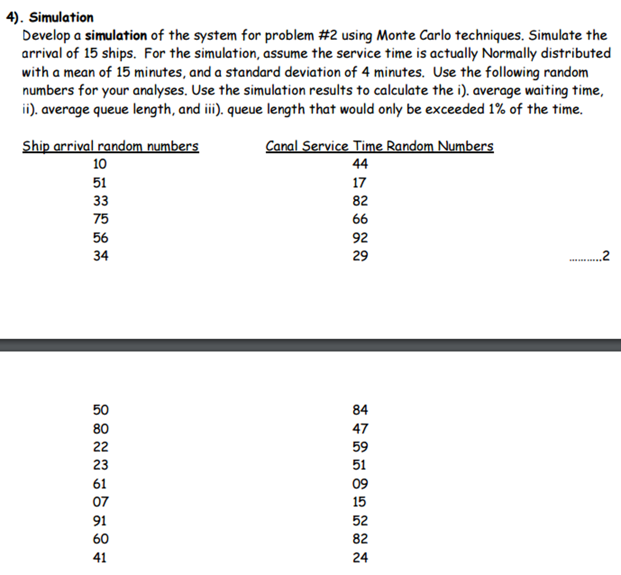 Simulation Develop a simulation of the system for | Chegg.com