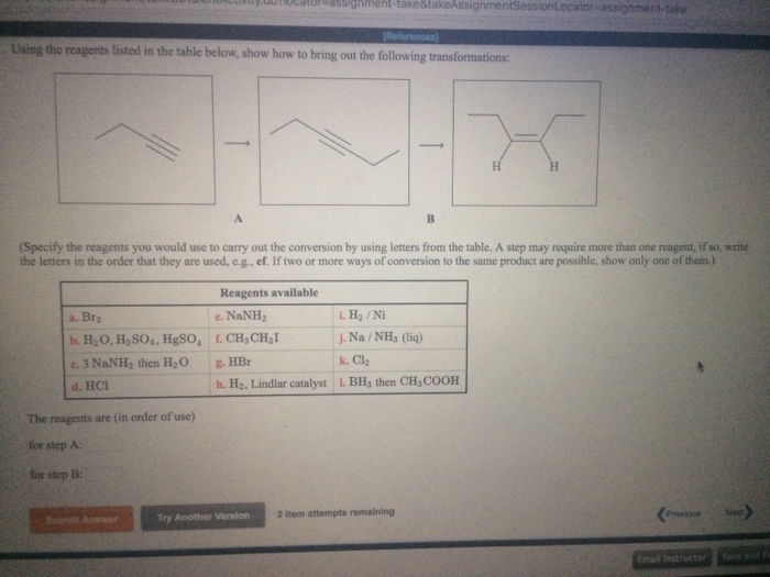 Solved Using the reagents listed m the table below, show how | Chegg.com