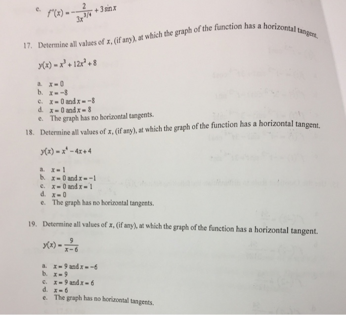 Solved Determine All Values Of X If Any At Which The 