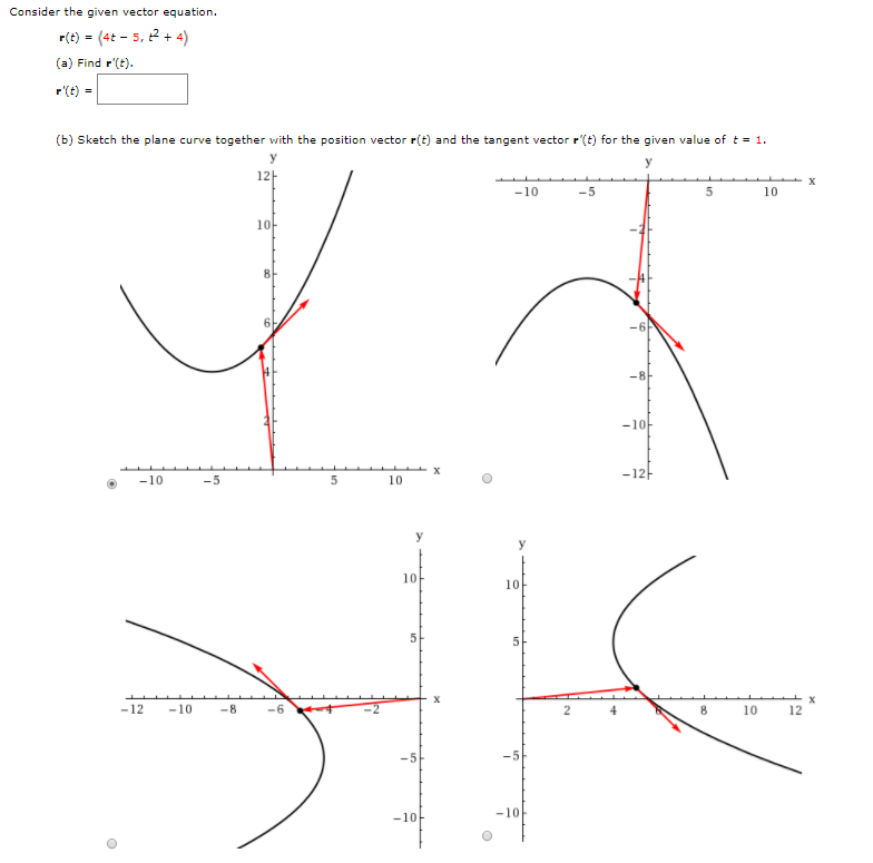Solved Consider The Given Vector Equation R T 4t 5