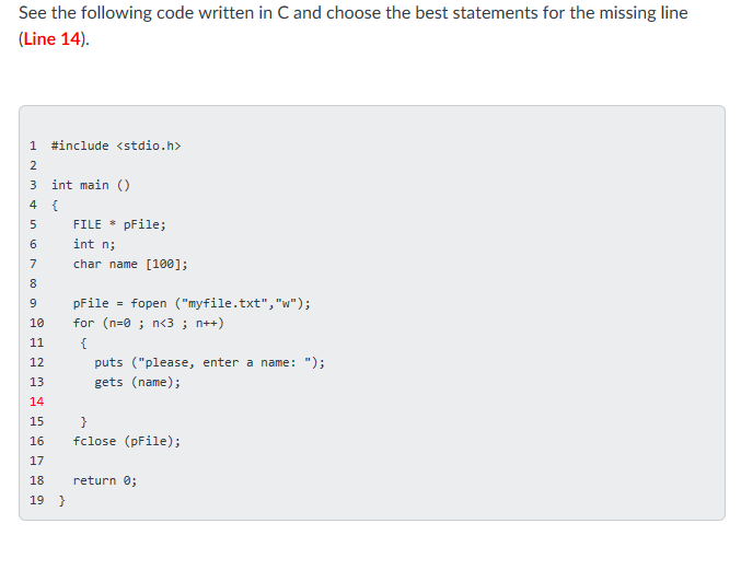 Solved See the following code written in C and choose the | Chegg.com