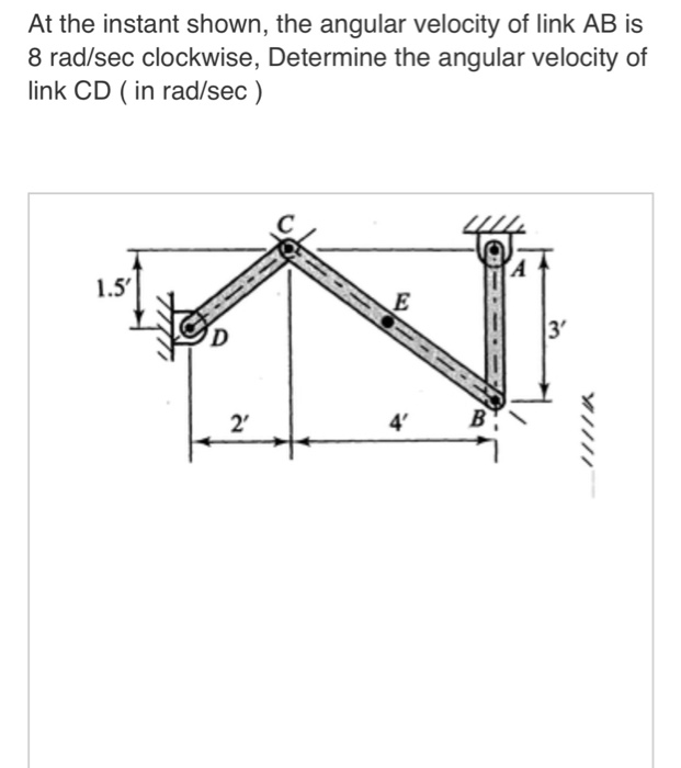 Solved At The Instant Shown The Angular Velocity Of Link Ab