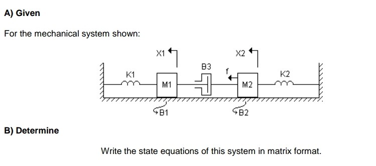 Solved A) Given For the mechanical system shown: X1 B3 K1 K2 | Chegg.com