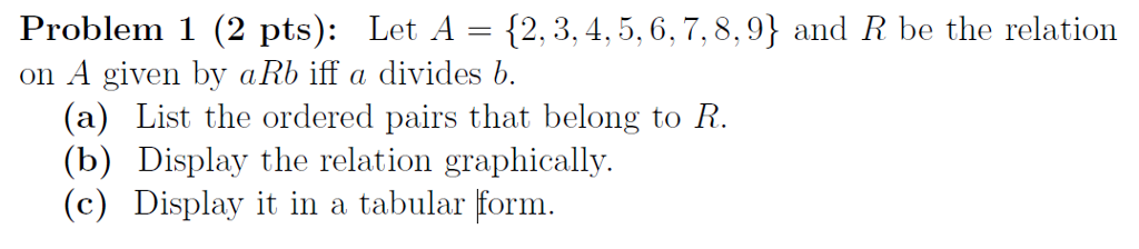 Solved Let A = {2, 3, 4, 5, 6, 7, 8, 9} and R be the | Chegg.com