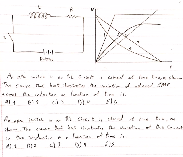 Solved An open switch in an RL circuit is closed at time t = | Chegg.com