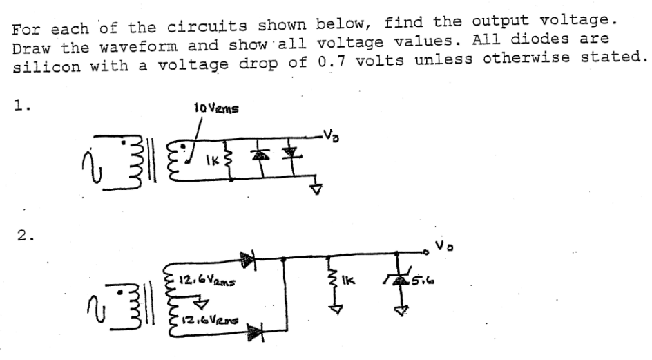 Solved For each of the circuits shown below, find the output | Chegg.com