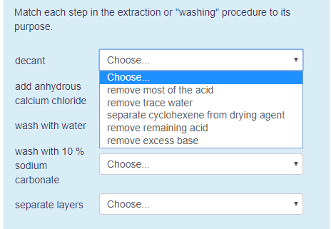 Solved Match each step in the extraction or "washing" | Chegg.com
