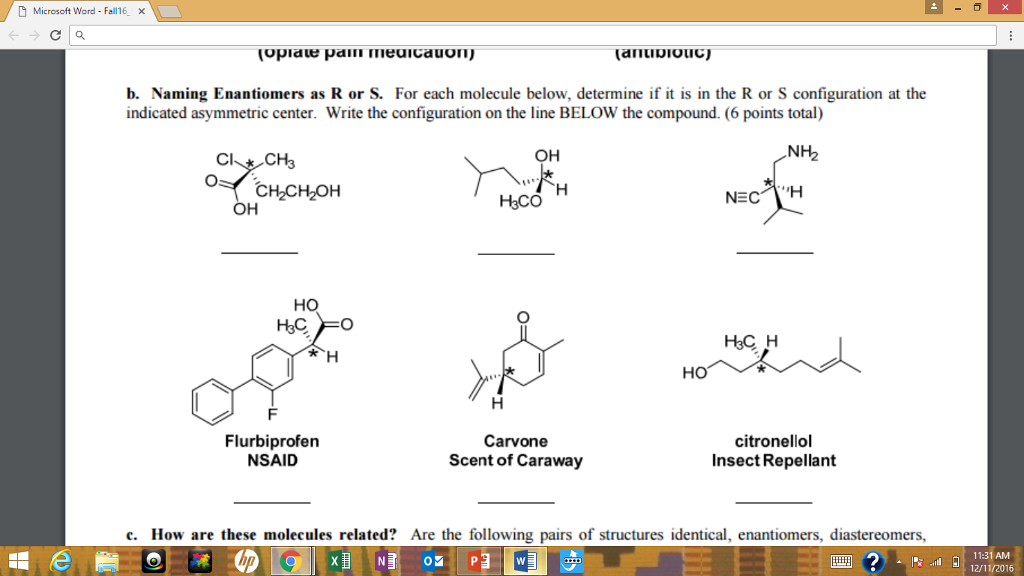 Solved Naming Enantiomers as R or S. For each molecule | Chegg.com