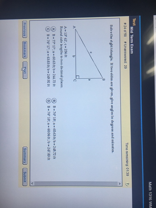 Solved Solve the right triangle. If two sides are given, | Chegg.com