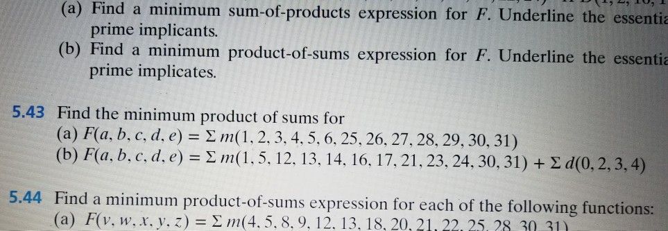 Solved 59 Find The Minimum Sum Of Products And The Minimum 1452