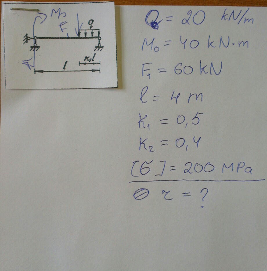 Solved Q = 20 KN/m Mo = 40 kN.m F9 = 60 kN L = 4 m K1 = 0,5 | Chegg.com