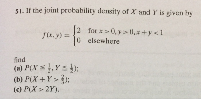 Solved If the joint probability density of X and Y is given | Chegg.com