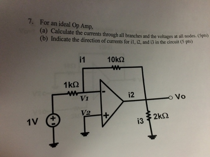 Solved For an ideal Op Amp, Calculate the currents through | Chegg.com