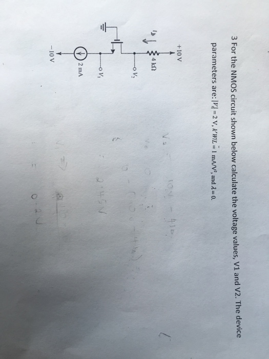 Solved For the NMOS circuit shown below calculate the | Chegg.com