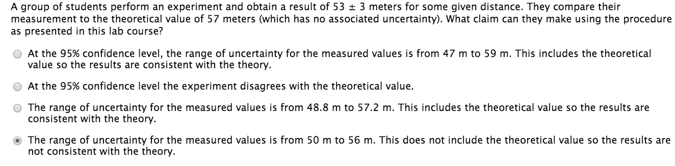 Solved A group of students perform an experiment and obtain | Chegg.com