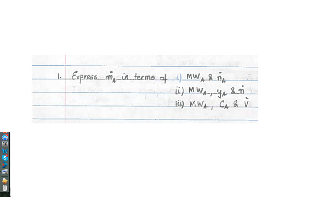 Solved Express mass flow rate in terms of i) Molar weight & | Chegg.com