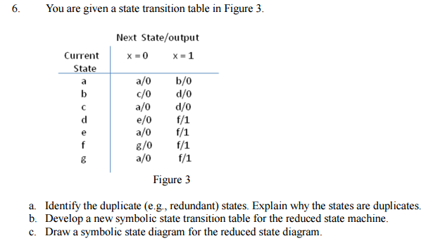 Solved You are given a state transition table in Figure 3. | Chegg.com