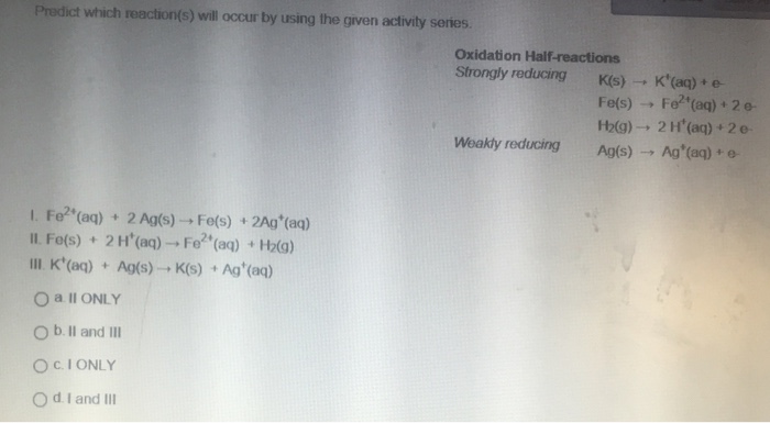 Solved Predict which reaction(s) will occur by using the | Chegg.com