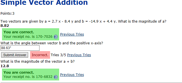 Solved Simple Vector Addition Two vectors are given by a = | Chegg.com