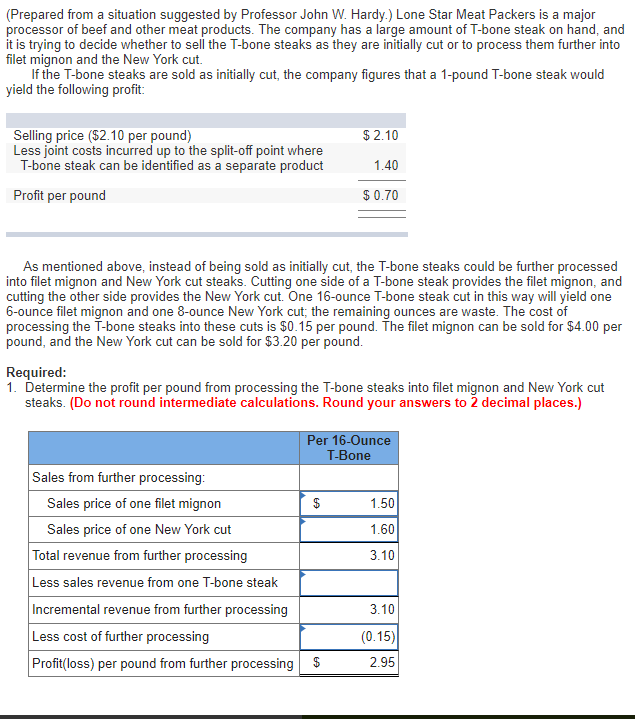 Solved Lone Star Meat Packers is a major processor of beef | Chegg.com
