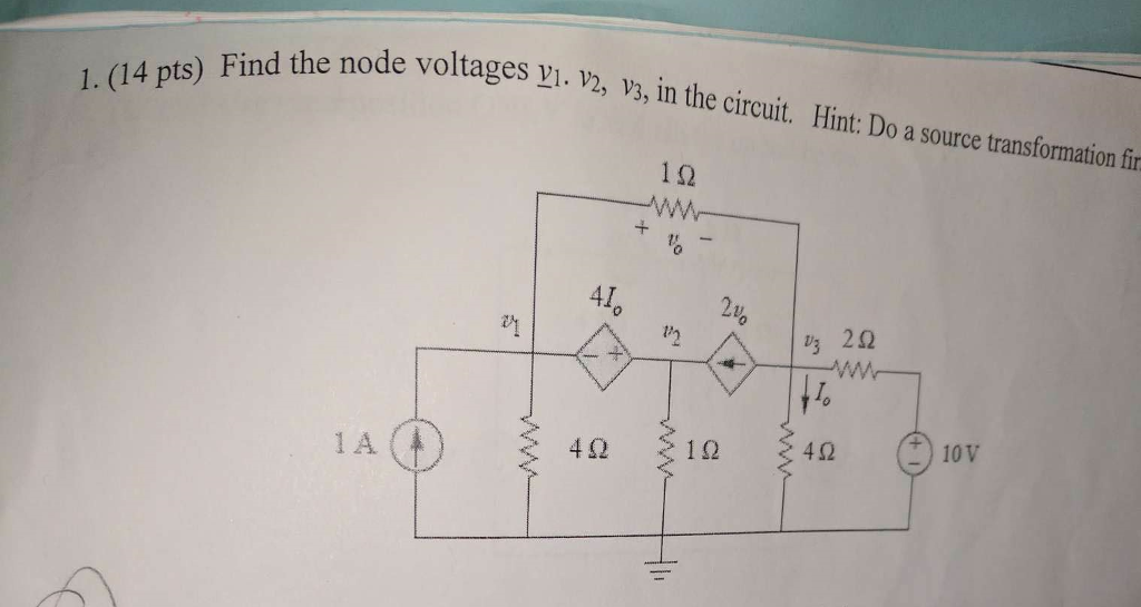 Solved Find the node voltages v_1, v_2, v_3, in the circuit. | Chegg.com
