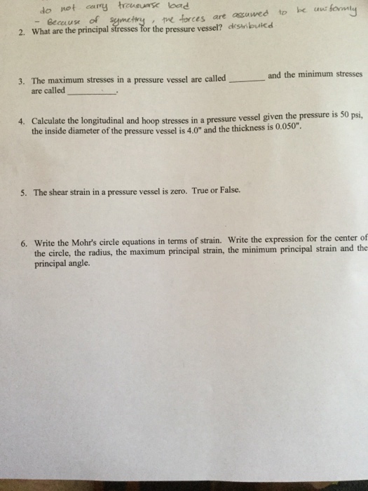 Solved What arc the principal stresses Tor the pressure | Chegg.com