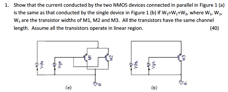 Solved Show that the current conducted by the two NMOS | Chegg.com