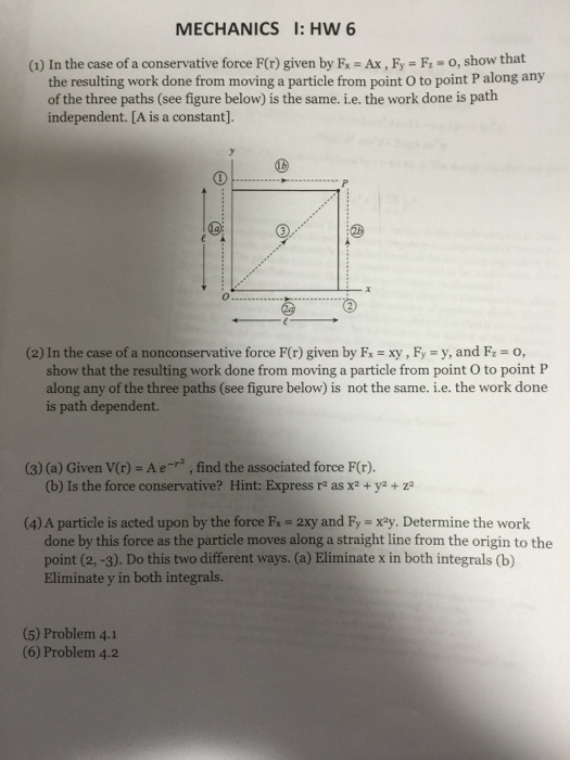 Solved In the case of a conservative force F(r) given by Fx | Chegg.com