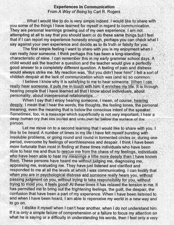 Solved Experiences in Communication From A Way of Being by | Chegg.com