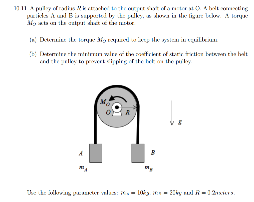 Solved A pulley of radius R is attached to the output shaft | Chegg.com