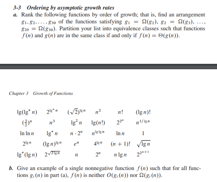 Solved 3 3 Ordering By Asymptotic Growth Rates A Rank The
