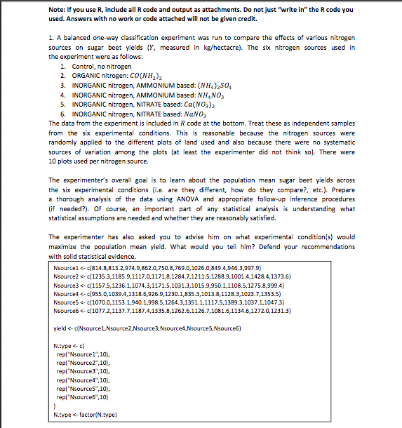 A balanced one-way classification experiment was run | Chegg.com