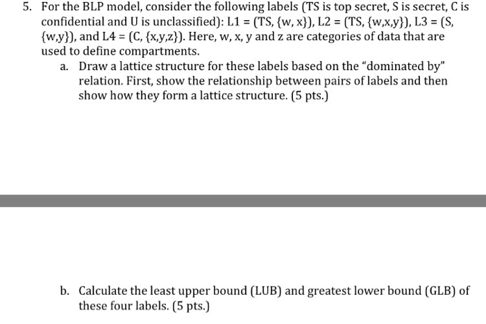 Solved 5. For the BLP model, consider the following labels | Chegg.com