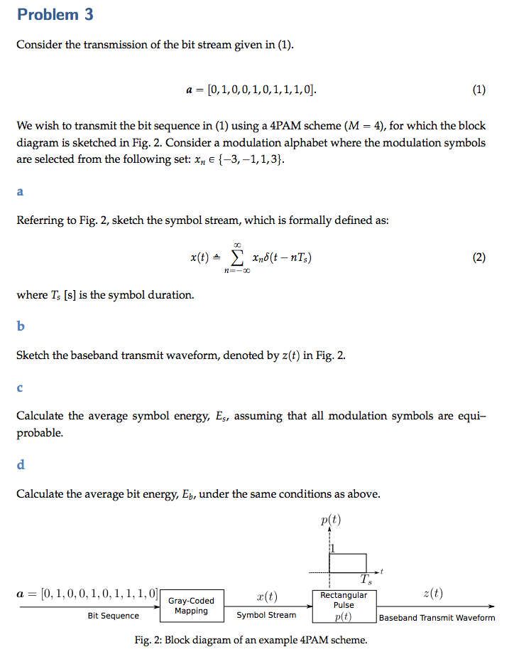 Solved Consider the transmission of the bit stream given in | Chegg.com