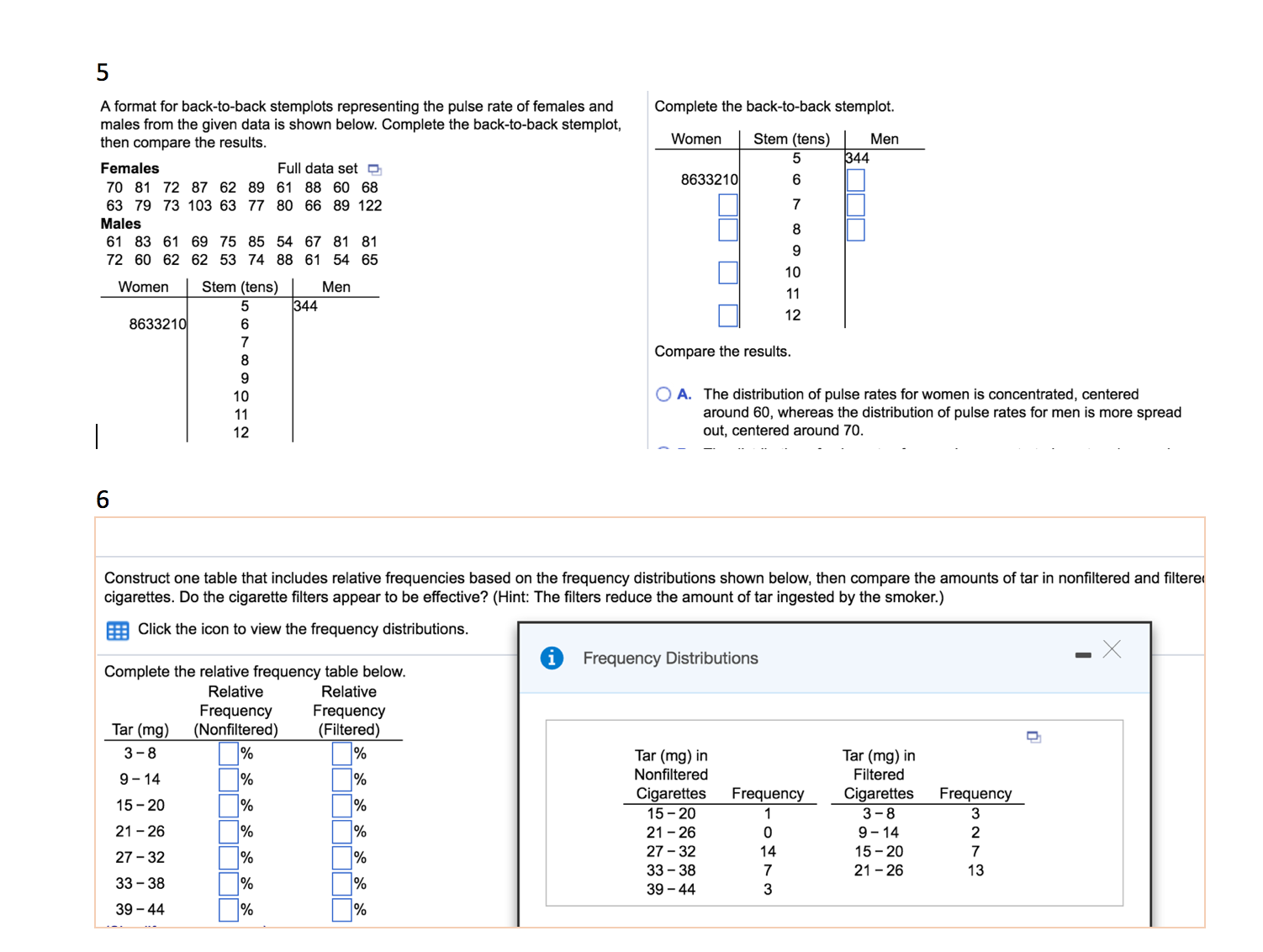 Solved A format for back-to-back stemplots representing the | Chegg.com
