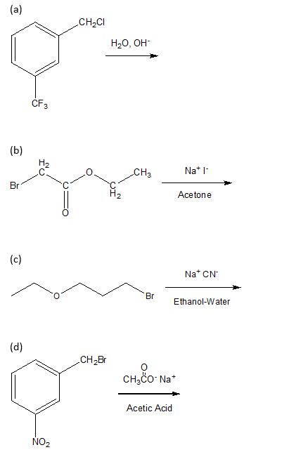 Solved CH2CI H20, OH CF3 CH Na I Acetone Na CN Ethanol-Water | Chegg.com