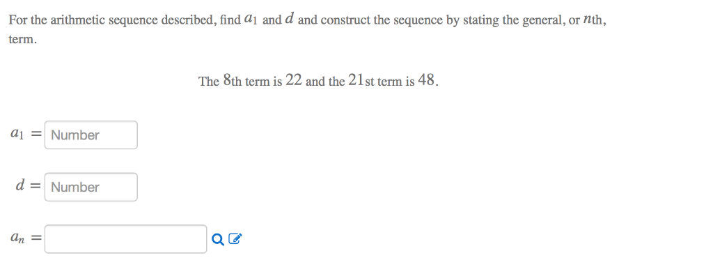 Solved For the arithmetic sequence described, find a_1 and d | Chegg.com