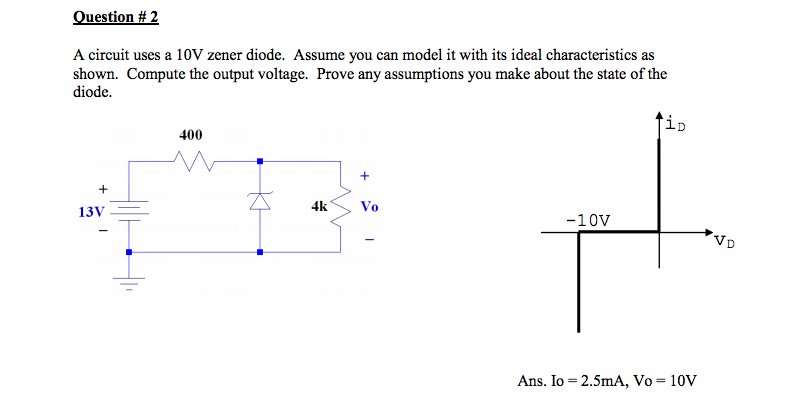 Solved A circuit uses a 10V zener diode. Assume you can | Chegg.com