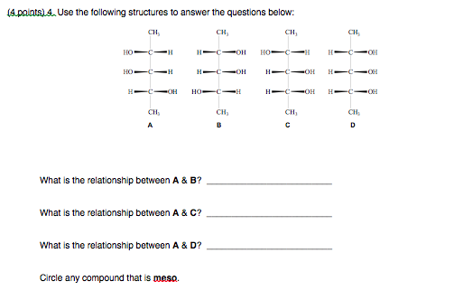 Solved 4 Use the following structures to answer the | Chegg.com