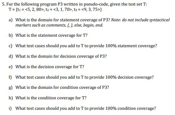Solved 5. For the following program P3 written in | Chegg.com