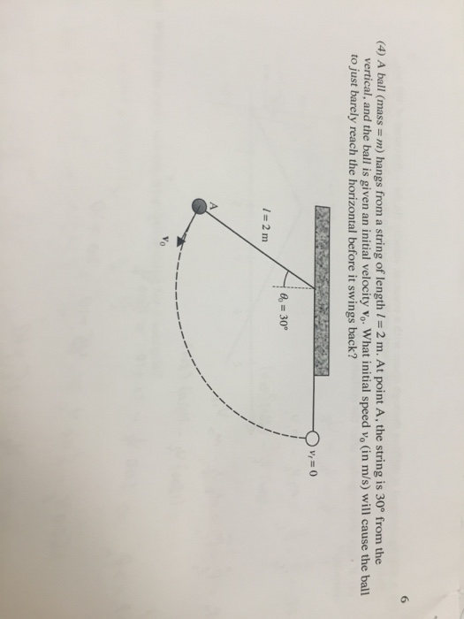 Solved A ball (mass = m) hangs from a string of length l = 2 | Chegg.com Solved A ball (mass = m) hangs from a string of length l = 2 | Chegg.com