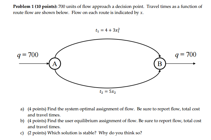 700 units of flow approach a decision point. Travel | Chegg.com