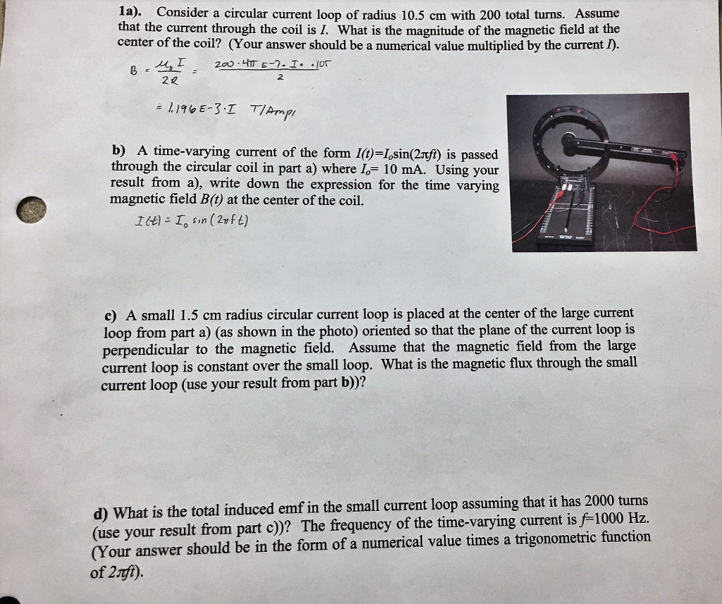 Solved Consider a circular current loop of radius 10.5 cm | Chegg.com