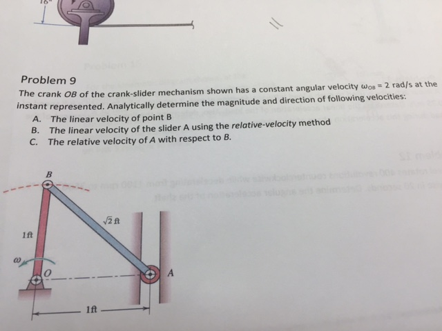 Solved Problem 10 The velocity of the slider block C is 4 | Chegg.com