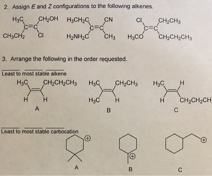 Solved Assign E and Z configurations to the following | Chegg.com
