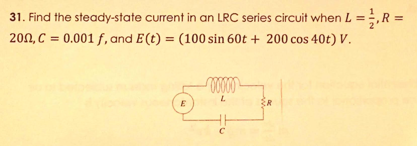 Solved Find the steady-state current in an LRC series | Chegg.com
